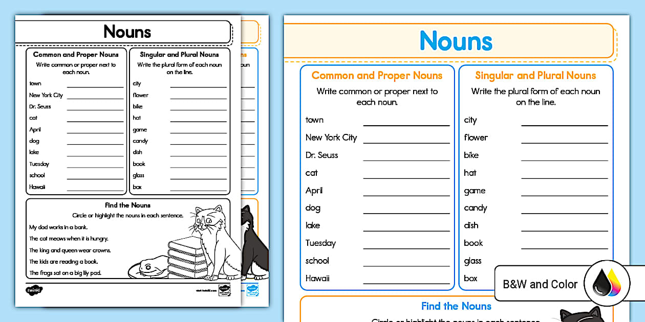 Printable Nouns Worksheet For Grade 1 | Twinkl USA - Twinkl