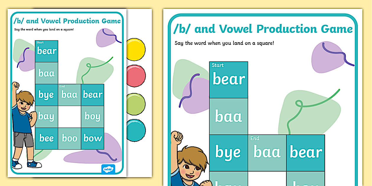 Initial /b/ Sound and Vowel Production Game (teacher made)