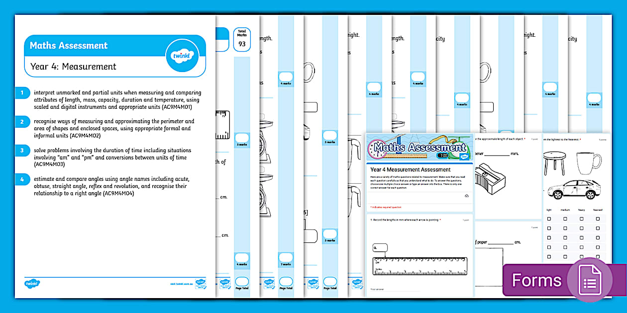 Year 4 Measurement Assessment (teacher made) - Twinkl