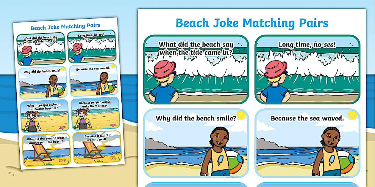Beach Jokes Matching Cards (l'enseignant a fait) - Twinkl