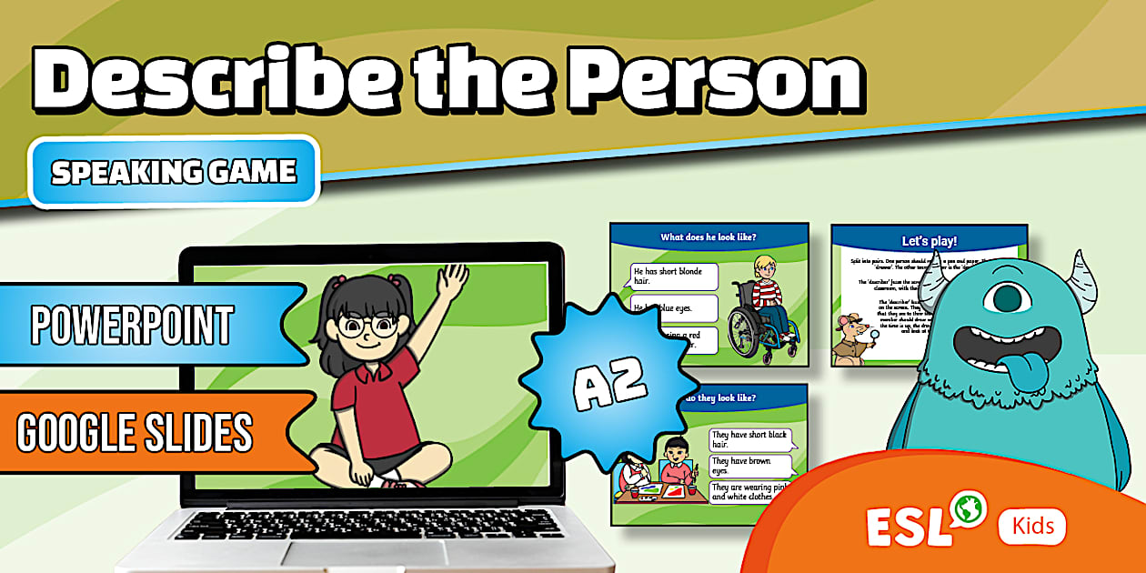 ESL Describe the Person: Speaking Game [Kids, A1-A2]