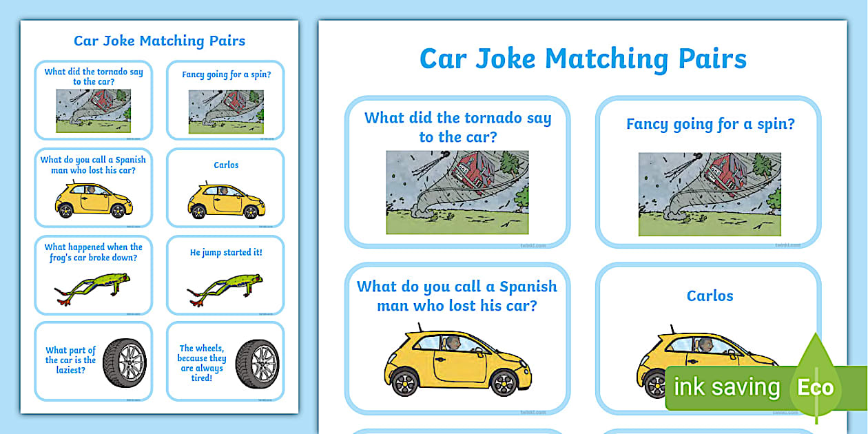 Car Joke Matching Pairs (teacher made) - Twinkl