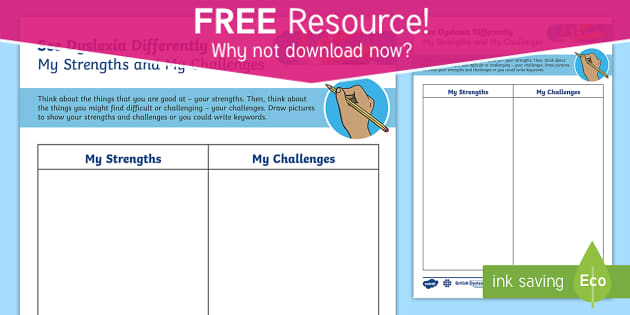 FREE! - KS1 Dyslexia Support | My Strengths & Challenges Worksheet