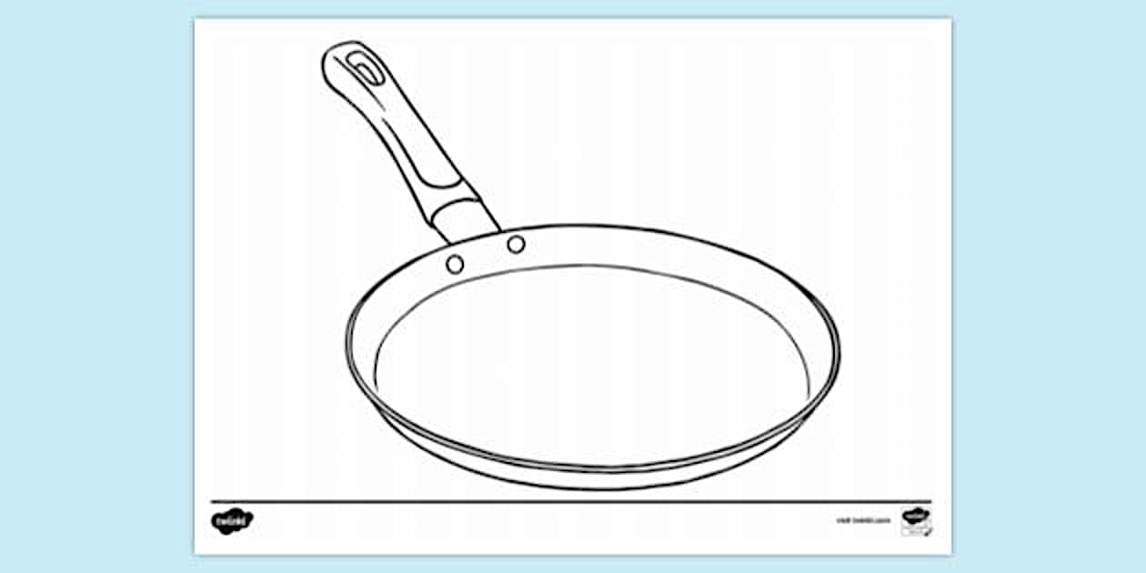 Frying Pan With Plastic Handle | Colouring Sheet - Twinkl