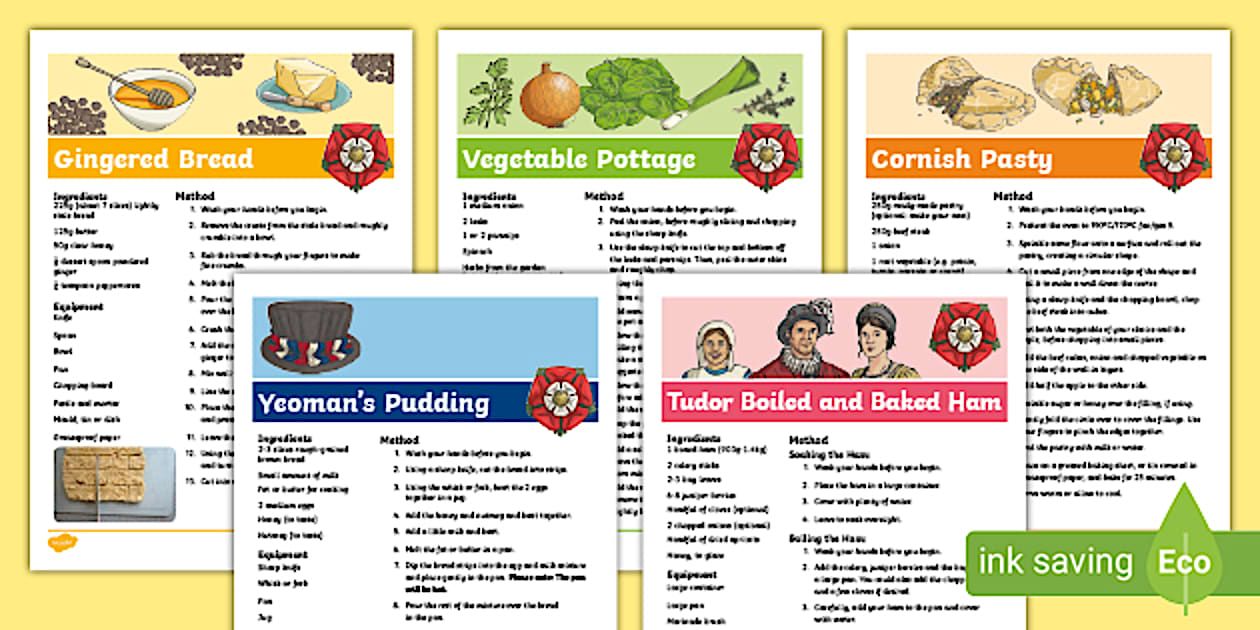 Tudor Food Recipes KS2 (teacher made) - Twinkl