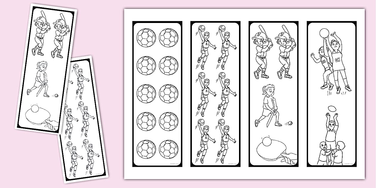 Sports Colouring Bookmarks (teacher made) - Twinkl