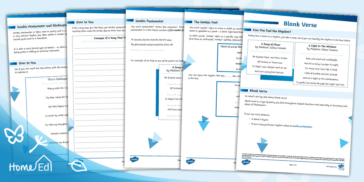 Secondary English Cheat Sheet: Blank Verse - Twinkl