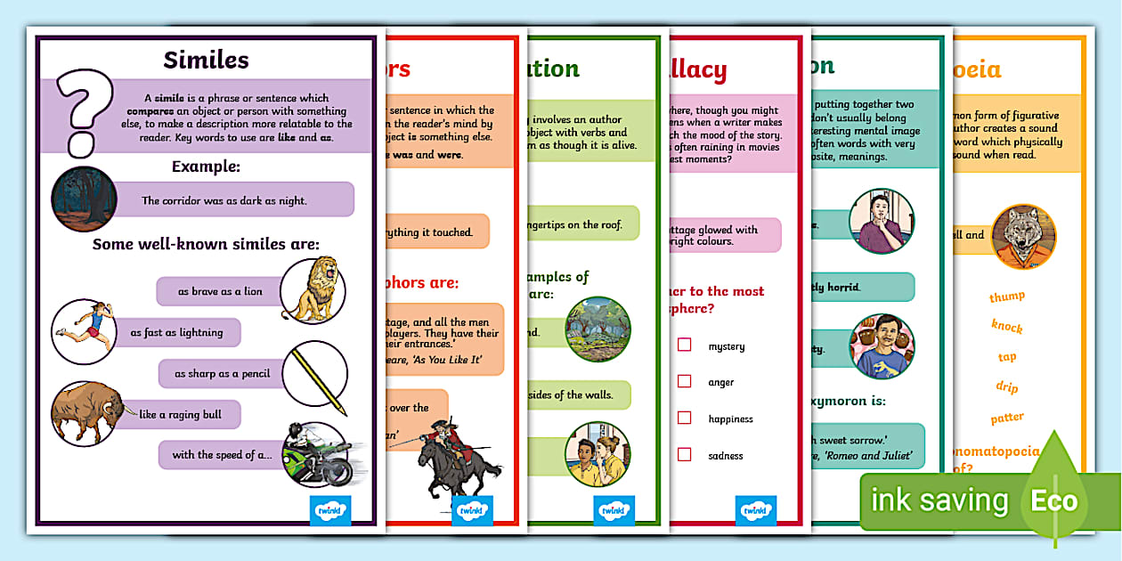 Figurative Language Descriptions & Examples Posters