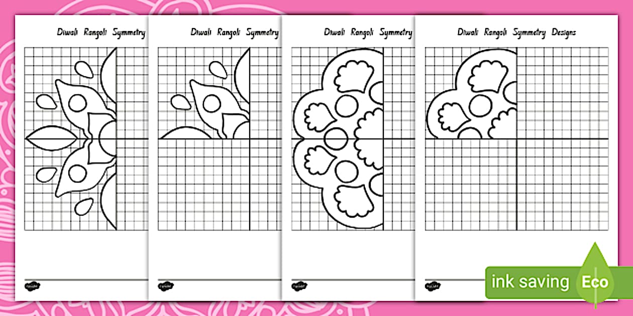 Diwali Rangoli Symmetry (teacher made) - Twinkl