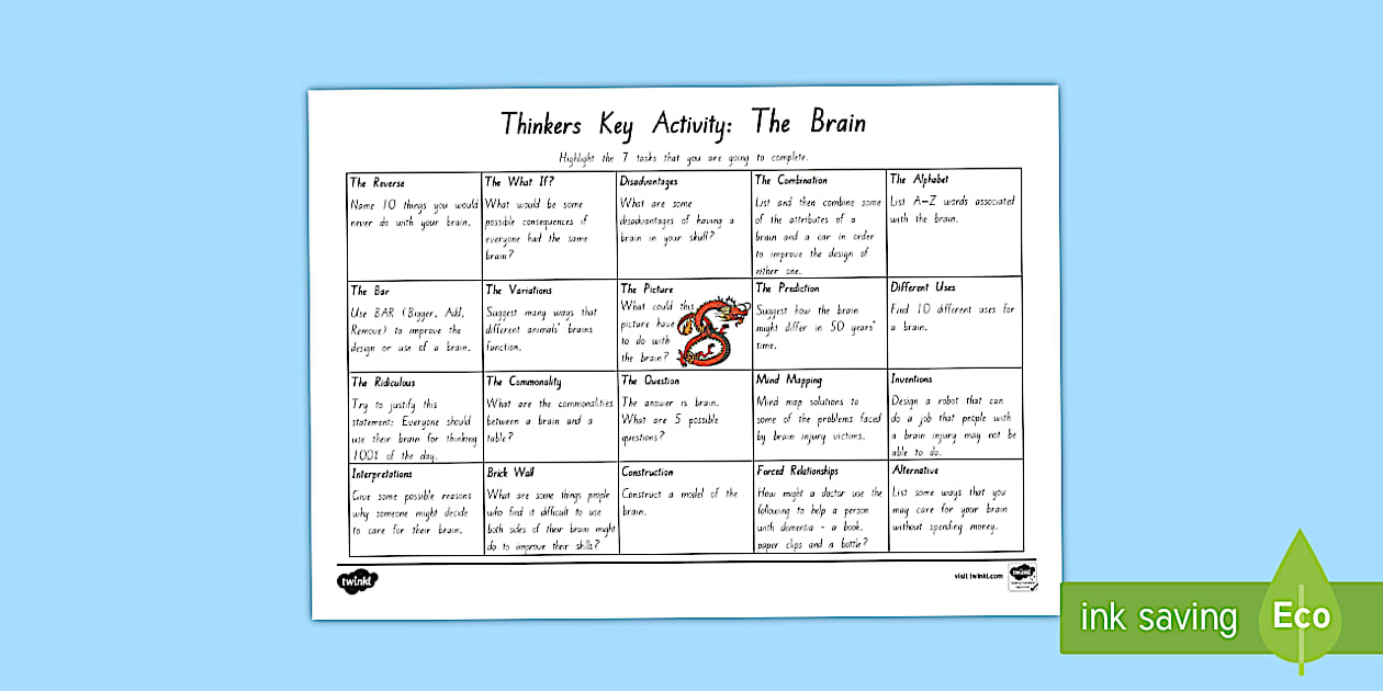 Thinkers Key: The Brain Worksheet / Worksheet (teacher made)