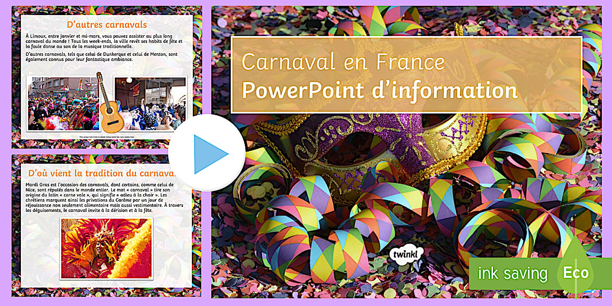 Carnival in France Information PowerPoint French - Twinkl