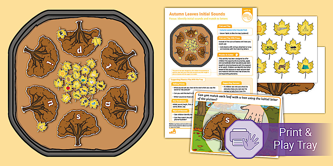 Autumn Leaves Play Tray | Print and Play Tray | Twinkl EYFS