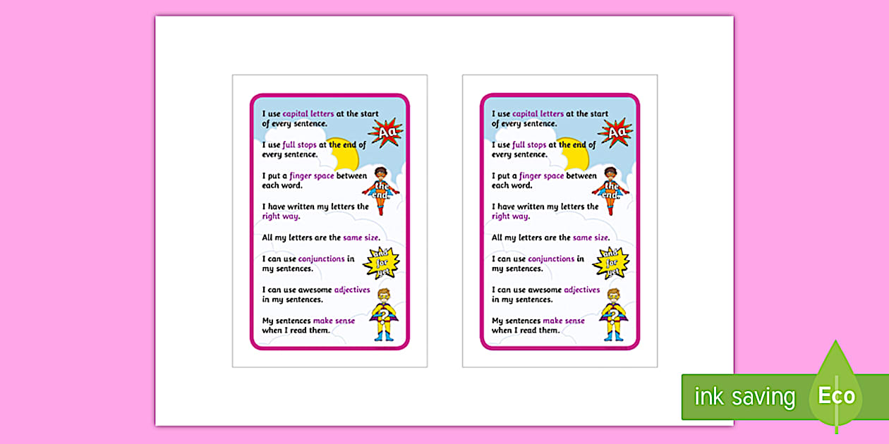 Editable How To Make A Super Sentence Checklist IKEA Tolsby/Fiestad Frame
