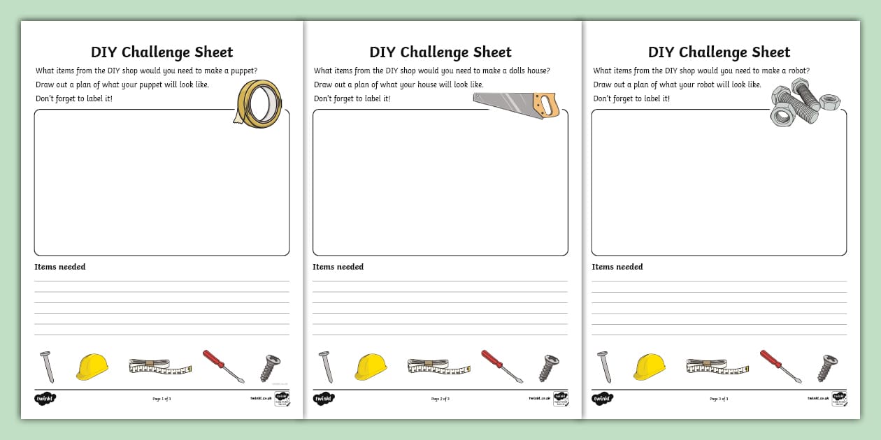 DIY Role Play Challenge Sheets (creat de profesori) - Twinkl