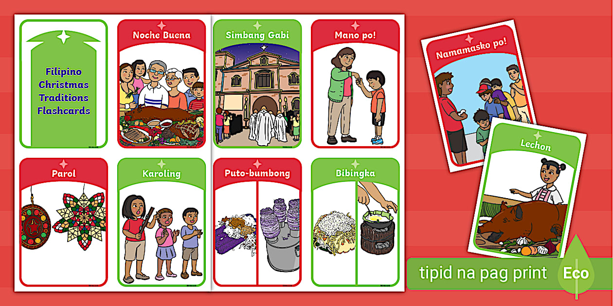 Filipino Christmas Traditions Flashcards | Twinkl PH
