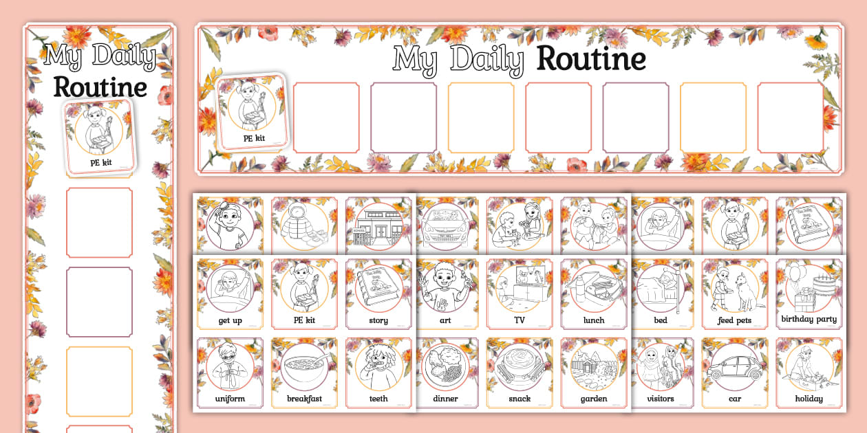 Wildflower Botanical Themed Visual My Daily Routine - Twinkl