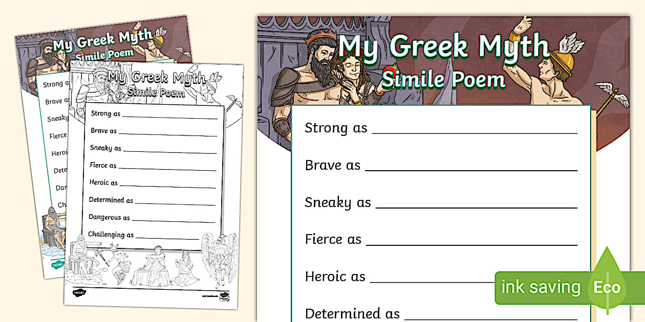 Greek Mythology Simile Poem Template (teacher made) - Twinkl