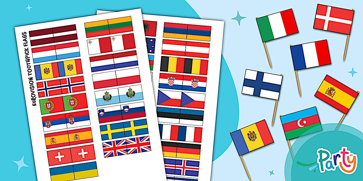 Eurovision Toothpick Flags or Cake Toppers | Twinkl Party