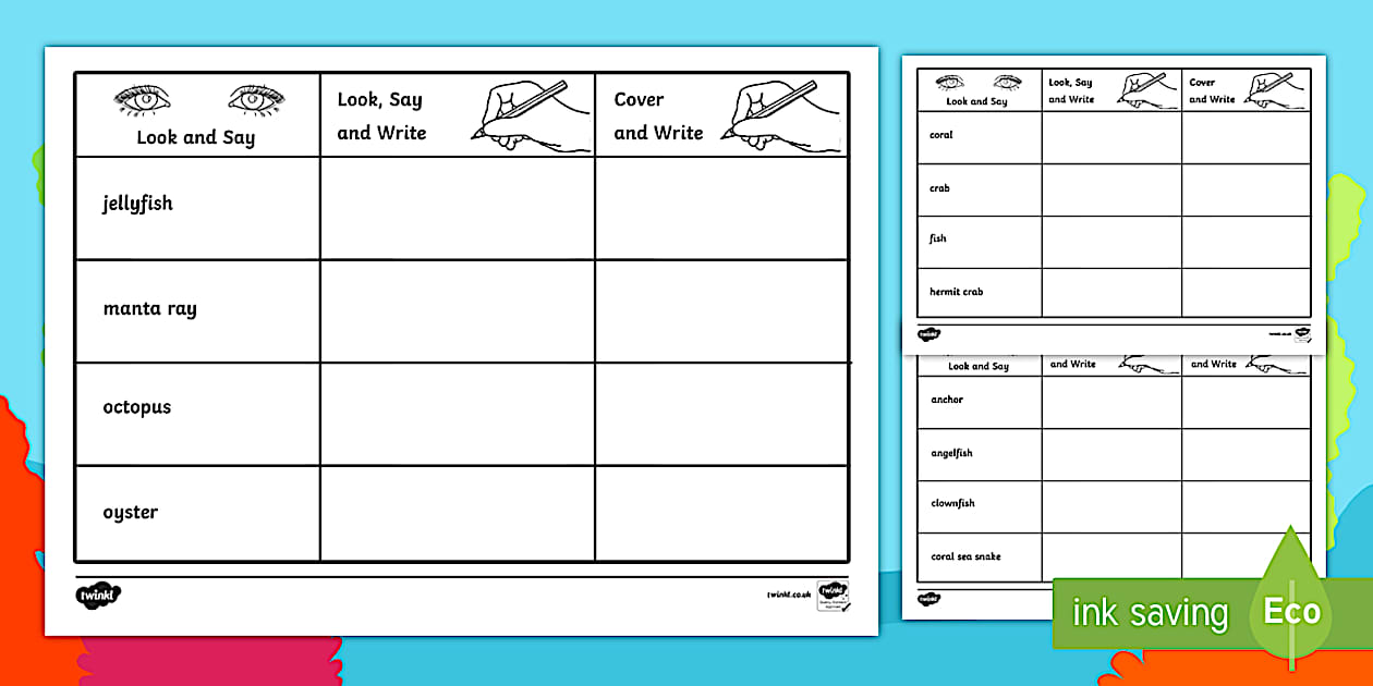 Under the Sea Topic Word Practise Worksheet (teacher made)