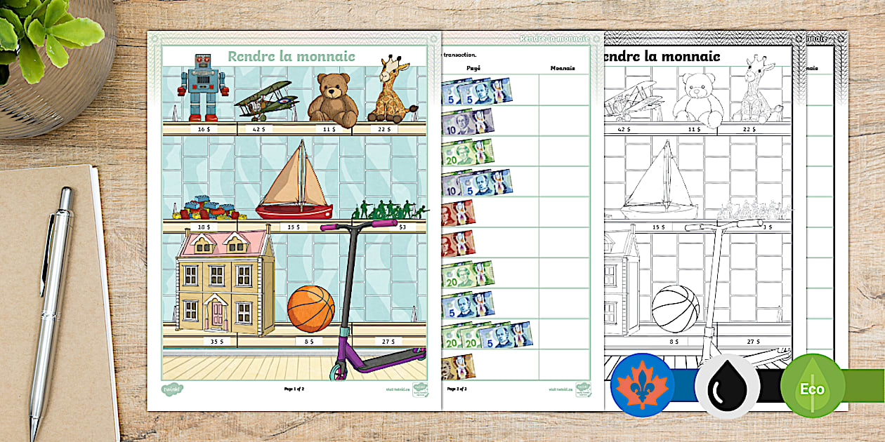 Canadian Money Making Change Activity French (Teacher-Made)