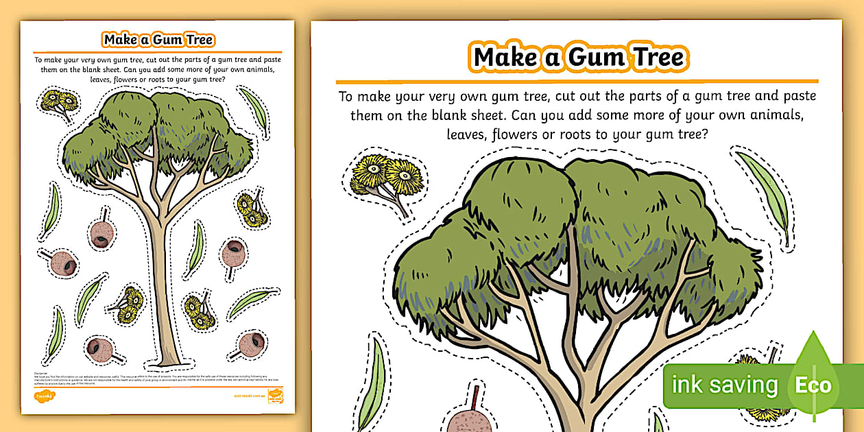 Gum Tree Cut and Paste Activity - Twinkl