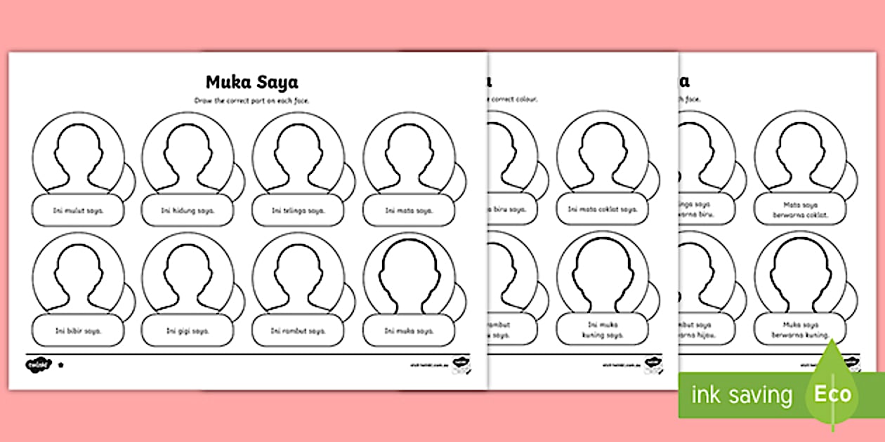 Editable My Face Read and Draw Worksheet Indonesian - Twinkl