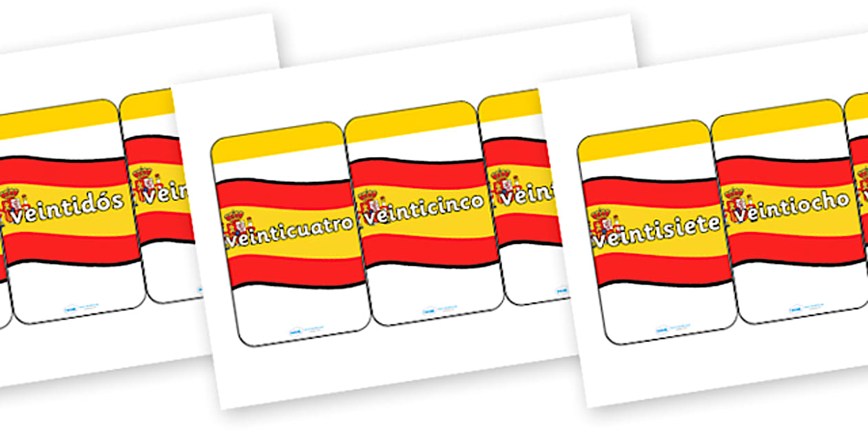 Spanish Numbers 21-31 Flash Cards (teacher made) - Twinkl