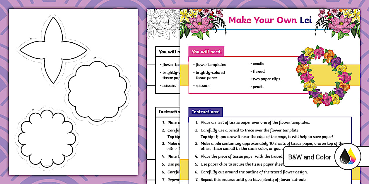 Make Your Own Lei Craft (teacher made) - Twinkl