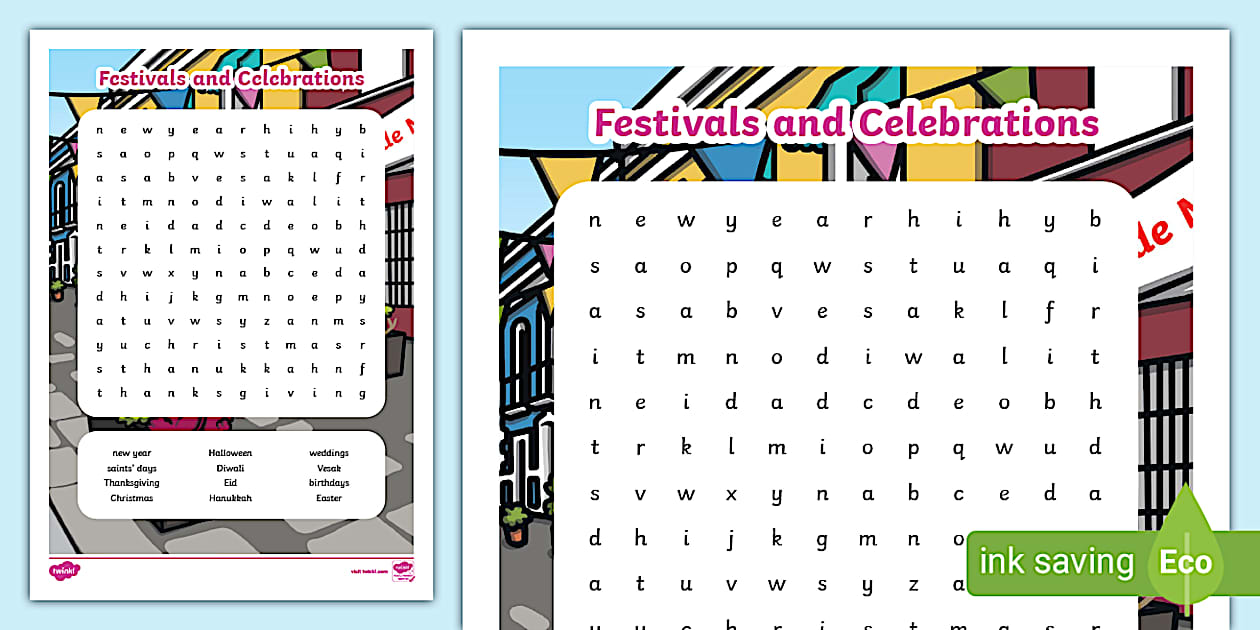 Festivals Around the World Word Search - KS1 - Religion