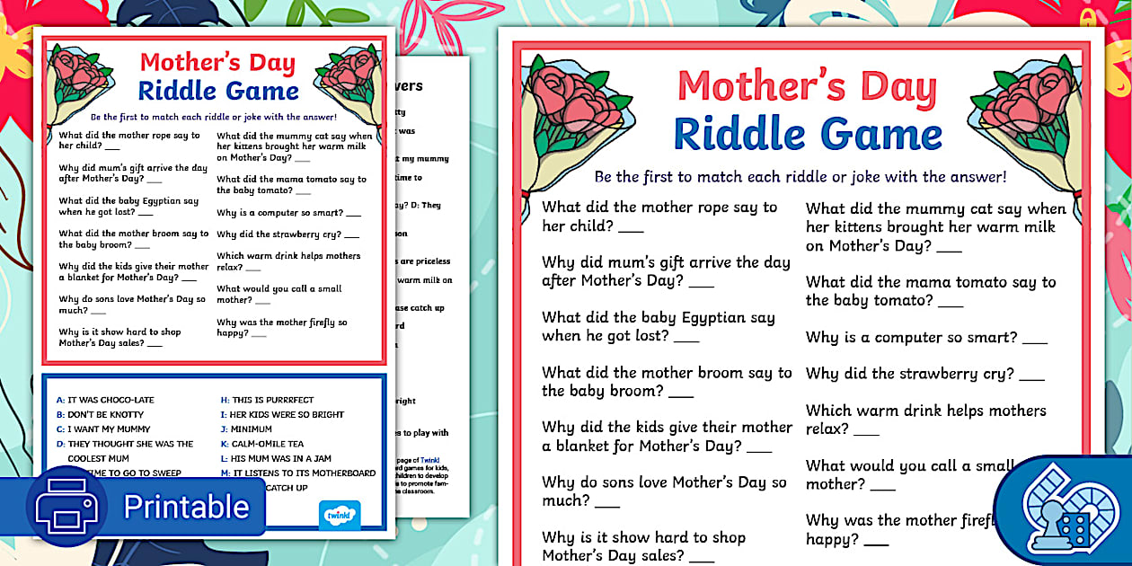 Mother's Day Riddle Me Game (teacher made) - Twinkl