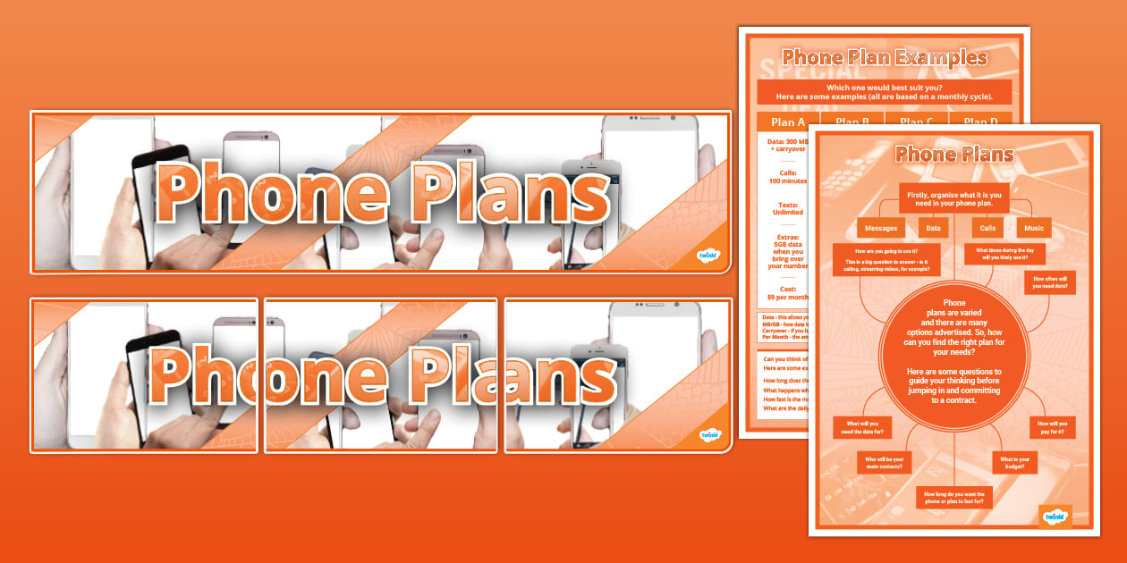 Financial Maths Display Pack - Phone Plans (teacher made)