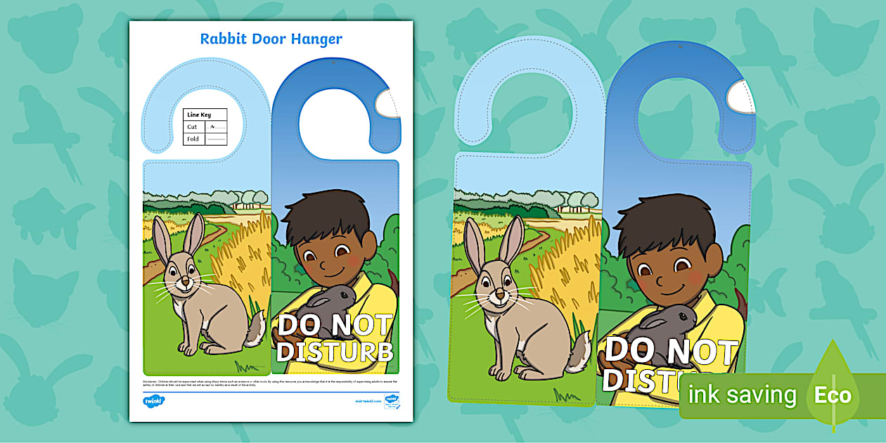 Rabbit Door Hanger (teacher made) - Twinkl