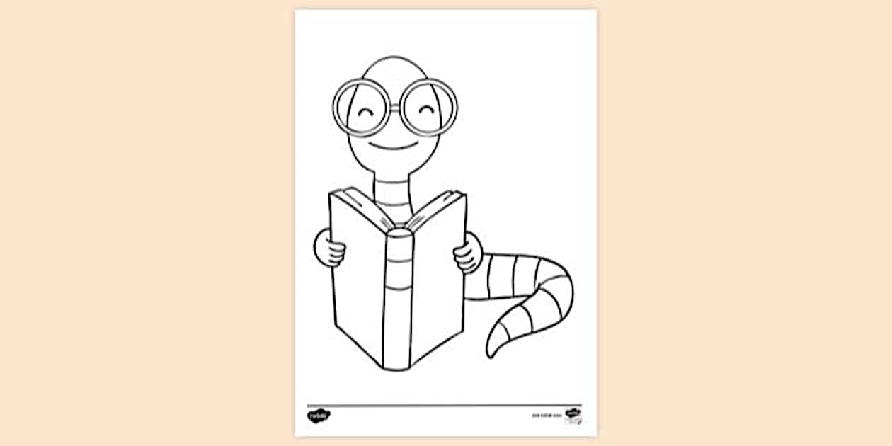 Bookworm Colouring Sheet (teacher made) - Twinkl