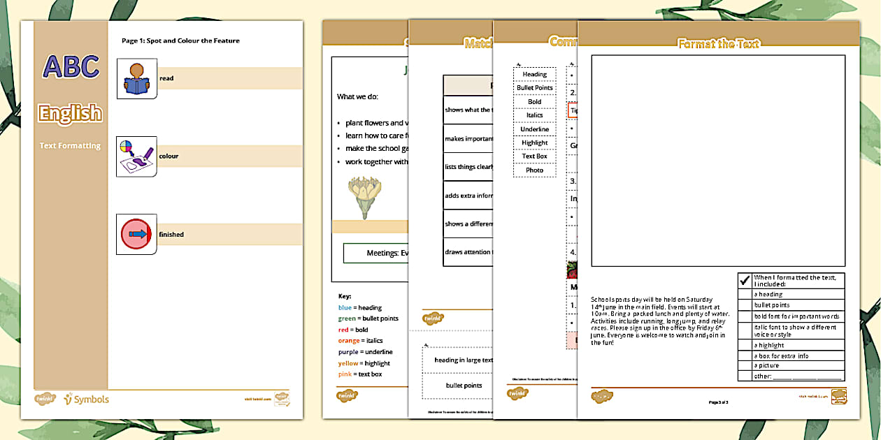 SEND Older Learner Structured Steps English: Text Formatting