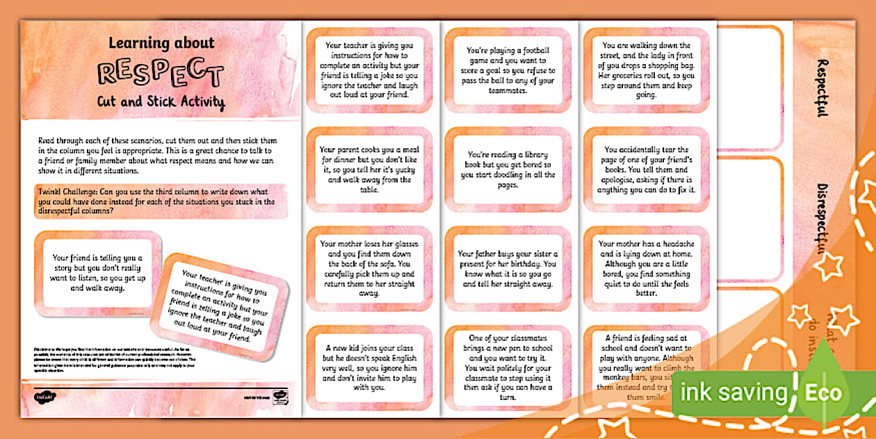 Respect-Themed Cut and Stick Activity (teacher made)