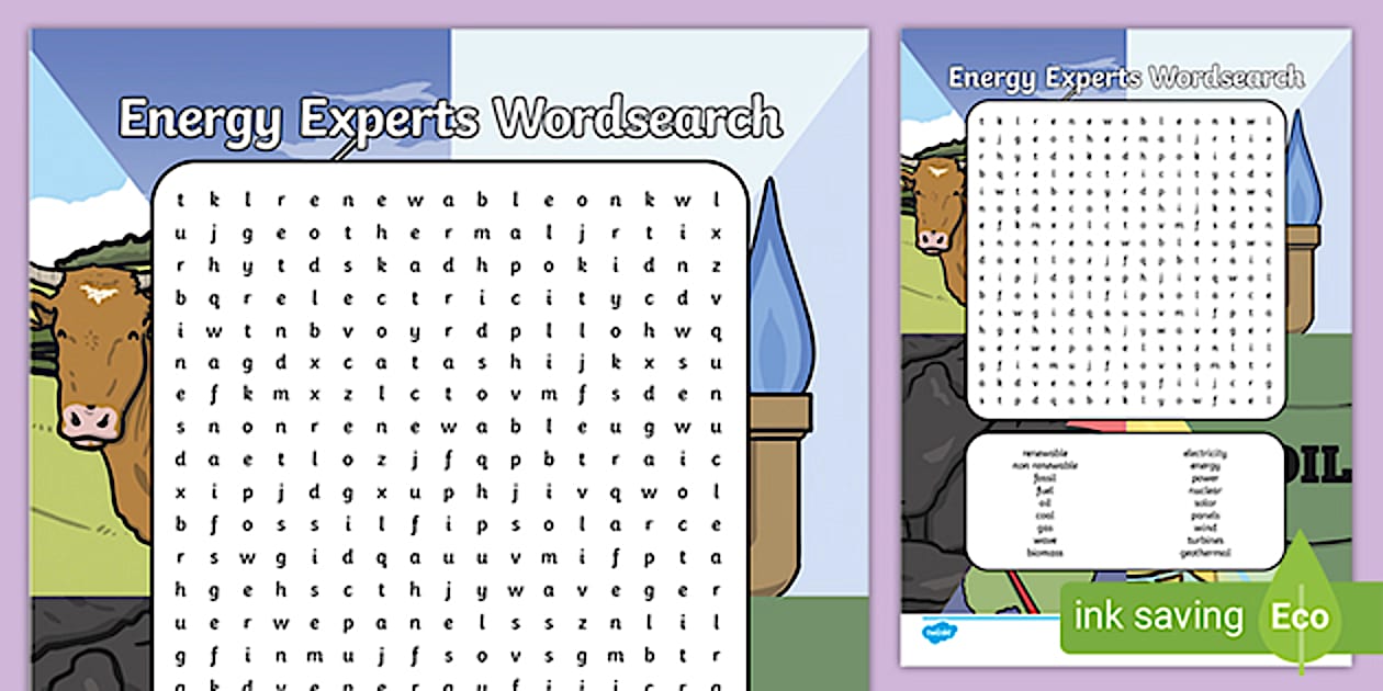 Energy Word Search - Science Teaching Resources - Twinkl