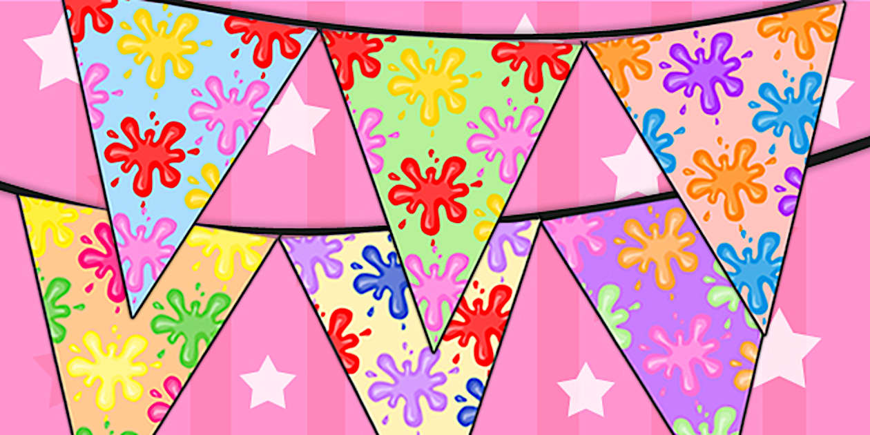 Splat Display Bunting (teacher made) - Twinkl