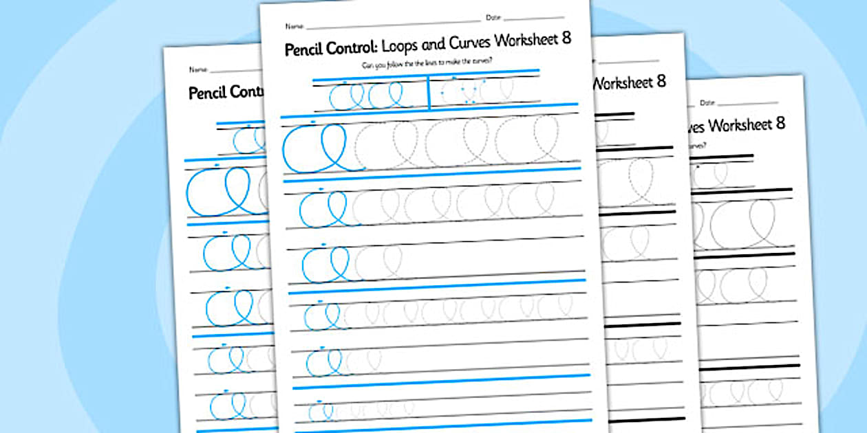 Pencil Control Loops And Curves Worksheet 8 - pencil control