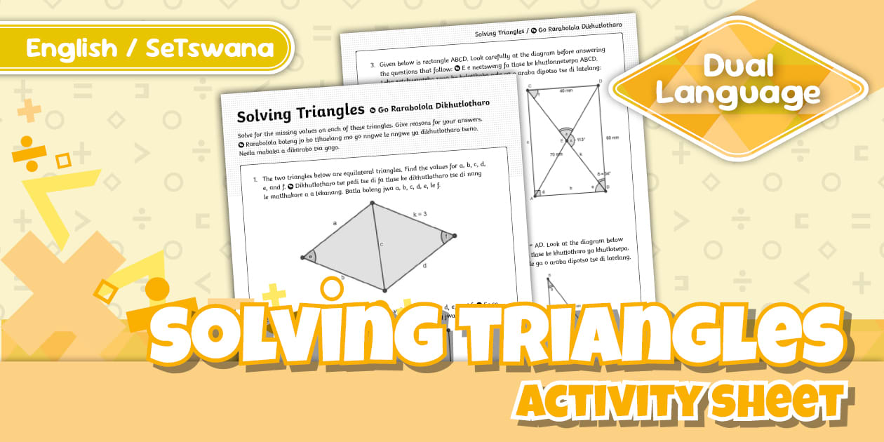 Grade 7 Maths - Term 2 - Solving Triangles - Activity Sheet - Setswana ...