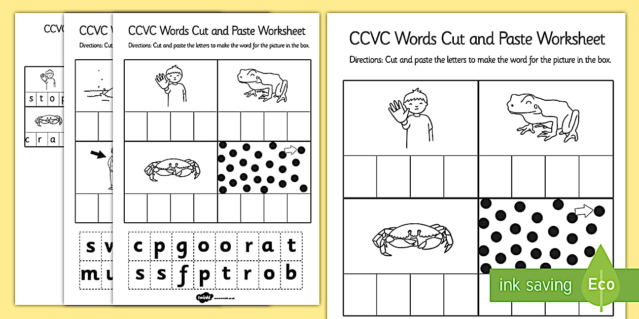 CCVC Cut and Paste Worksheet (teacher made) - Twinkl