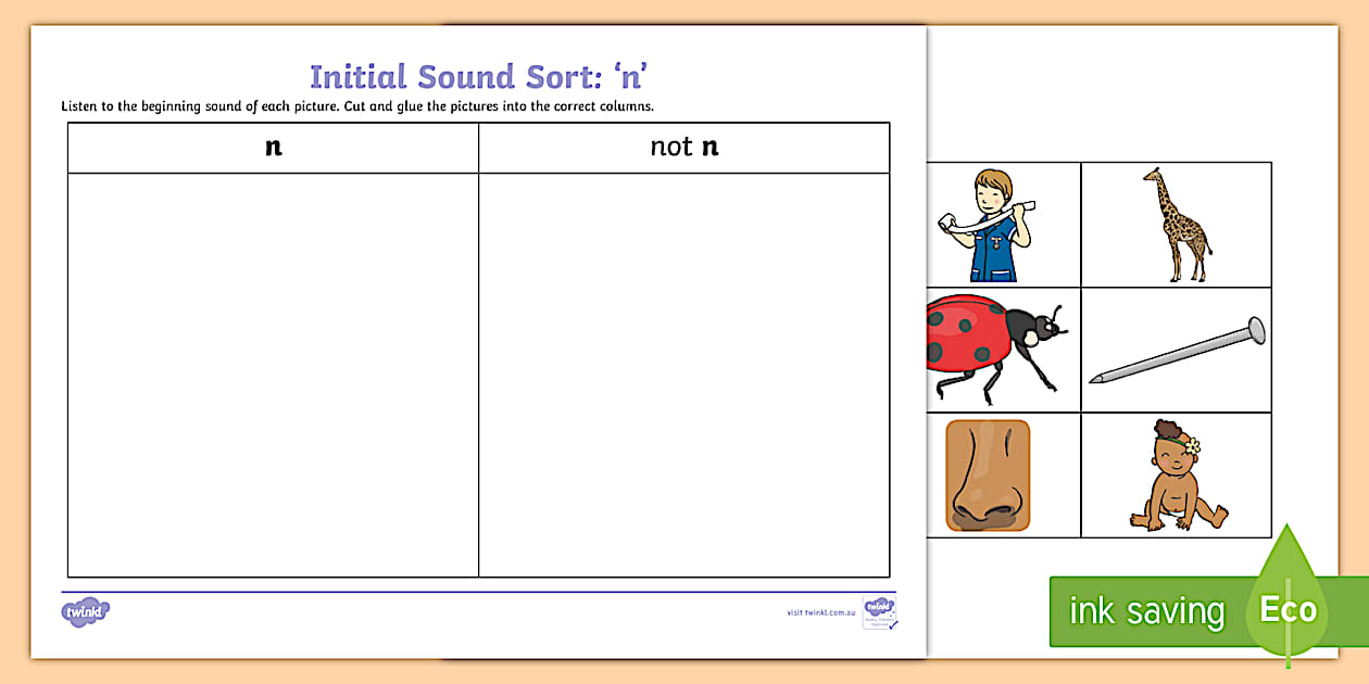 Initial Sound Sort 'n' Cut & Glue Activity | Twinkl Phonics