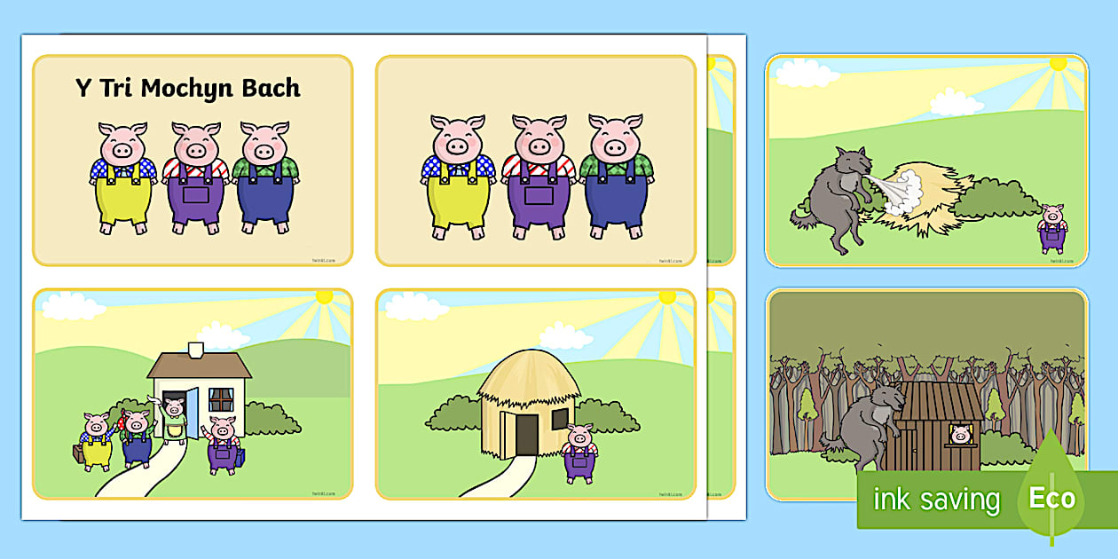 Trefnu Stori Y Tri Mochyn Bach (teacher made) - Twinkl