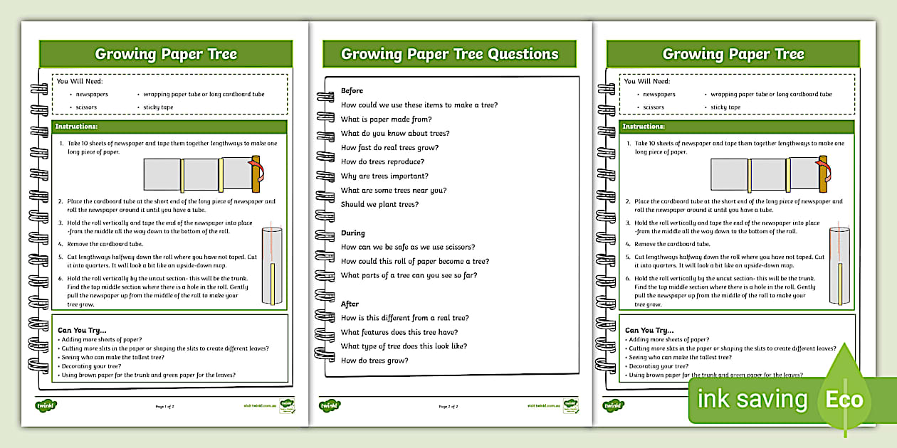 Growing Paper Tree Activity