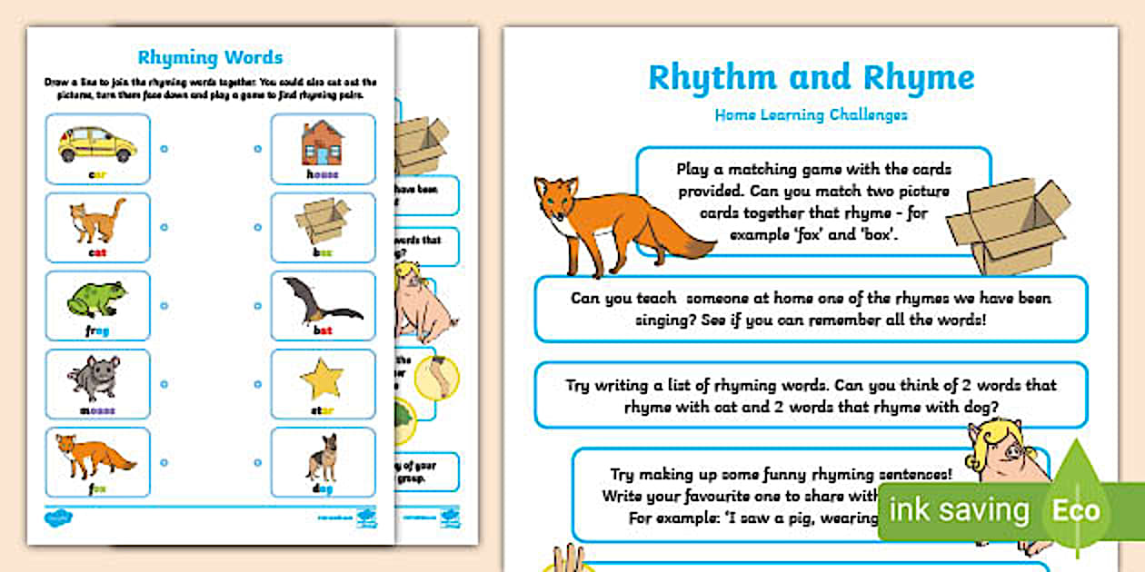 Black and White Phase 1 Aspect 4: Rhythm and Rhyme Home Learning Challenges