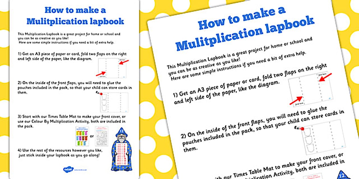 Multiplication Lapbook Instructions Sheet (Teacher-Made)