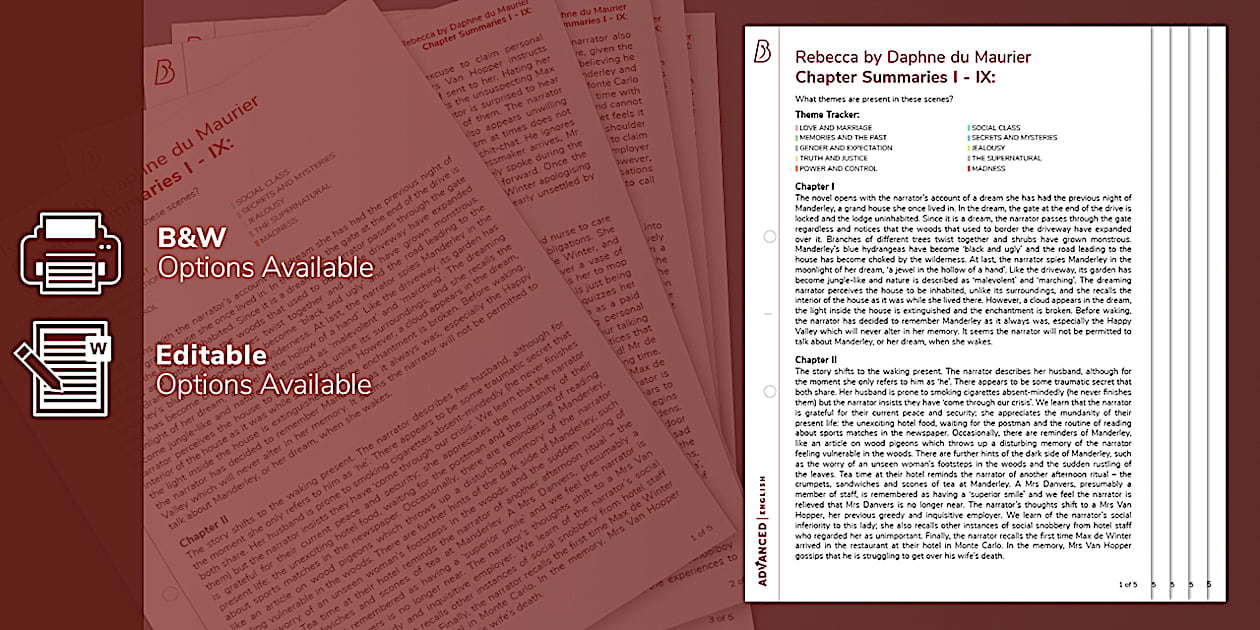 Rebecca Chapter Summaries I - IX (Teacher-Made) - Twinkl