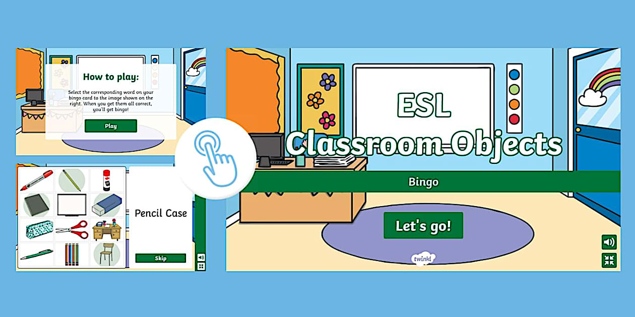 ESL Classroom Objects Bingo Game (teacher made) - Twinkl