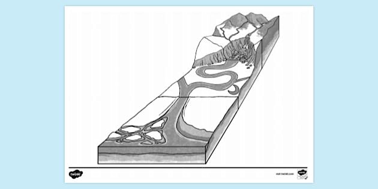 River Course Colouring Sheet | Teaching Resources | Twinkl
