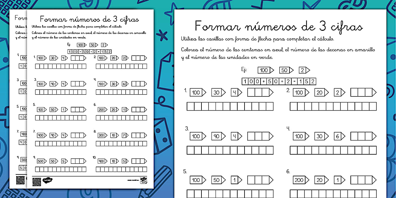 Ficha de actividad: Formar números de tres cifras - Twinkl