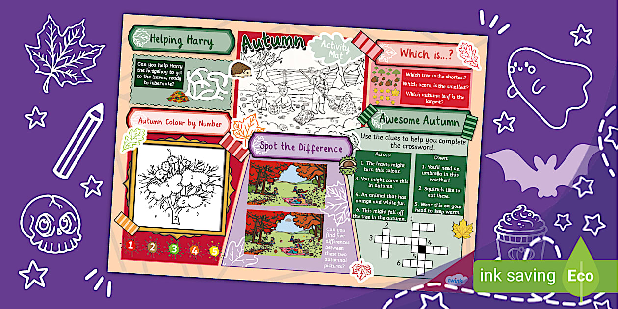 Autumn Activity Placemat (Ages 3–5) (Teacher-Made)